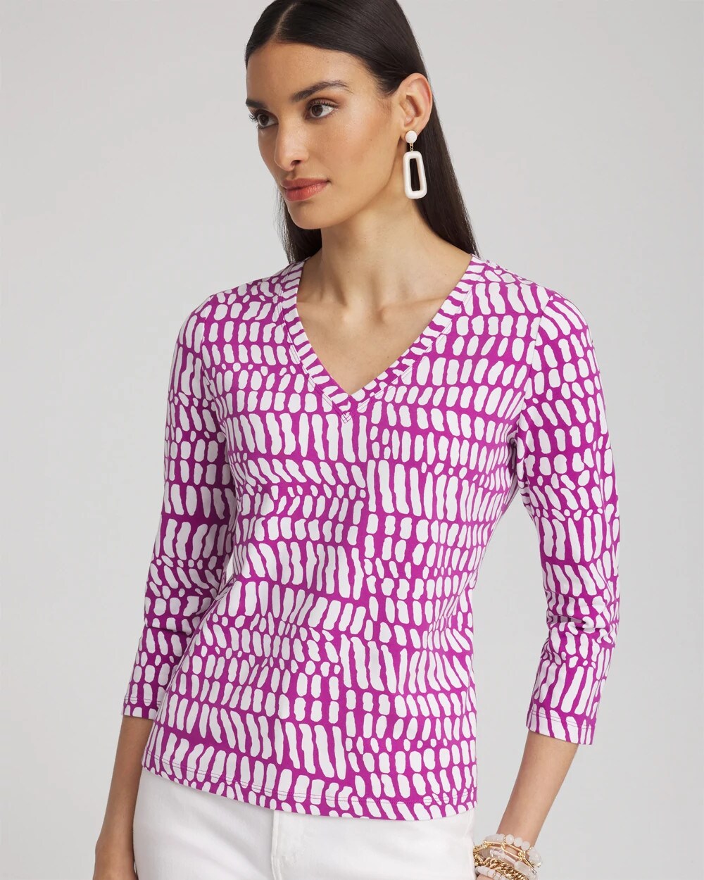Abstract Print 3/4 Sleeve Perfect Tee | Chico's