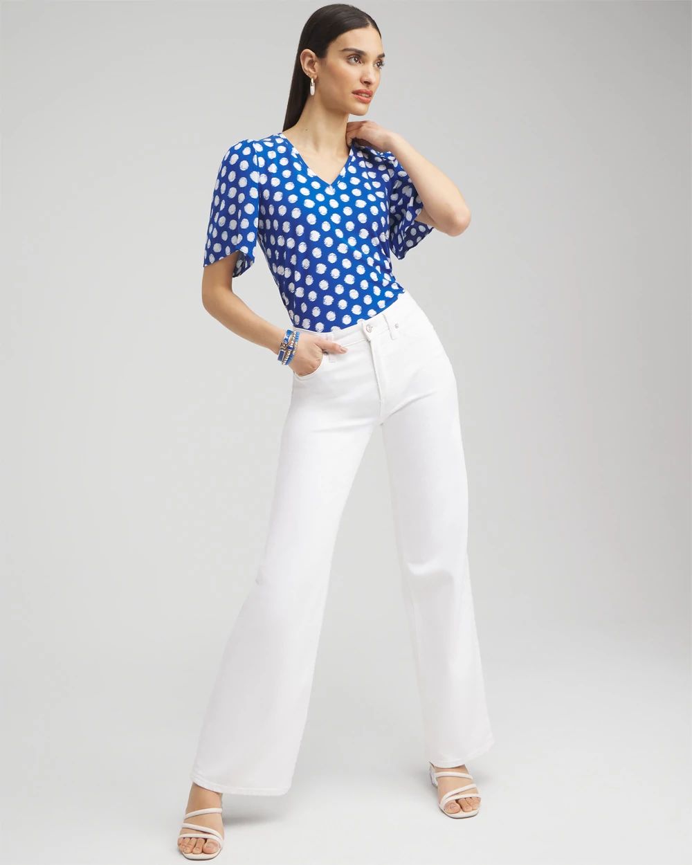 Dots Gauze Flutter Sleeve Top | Chico's