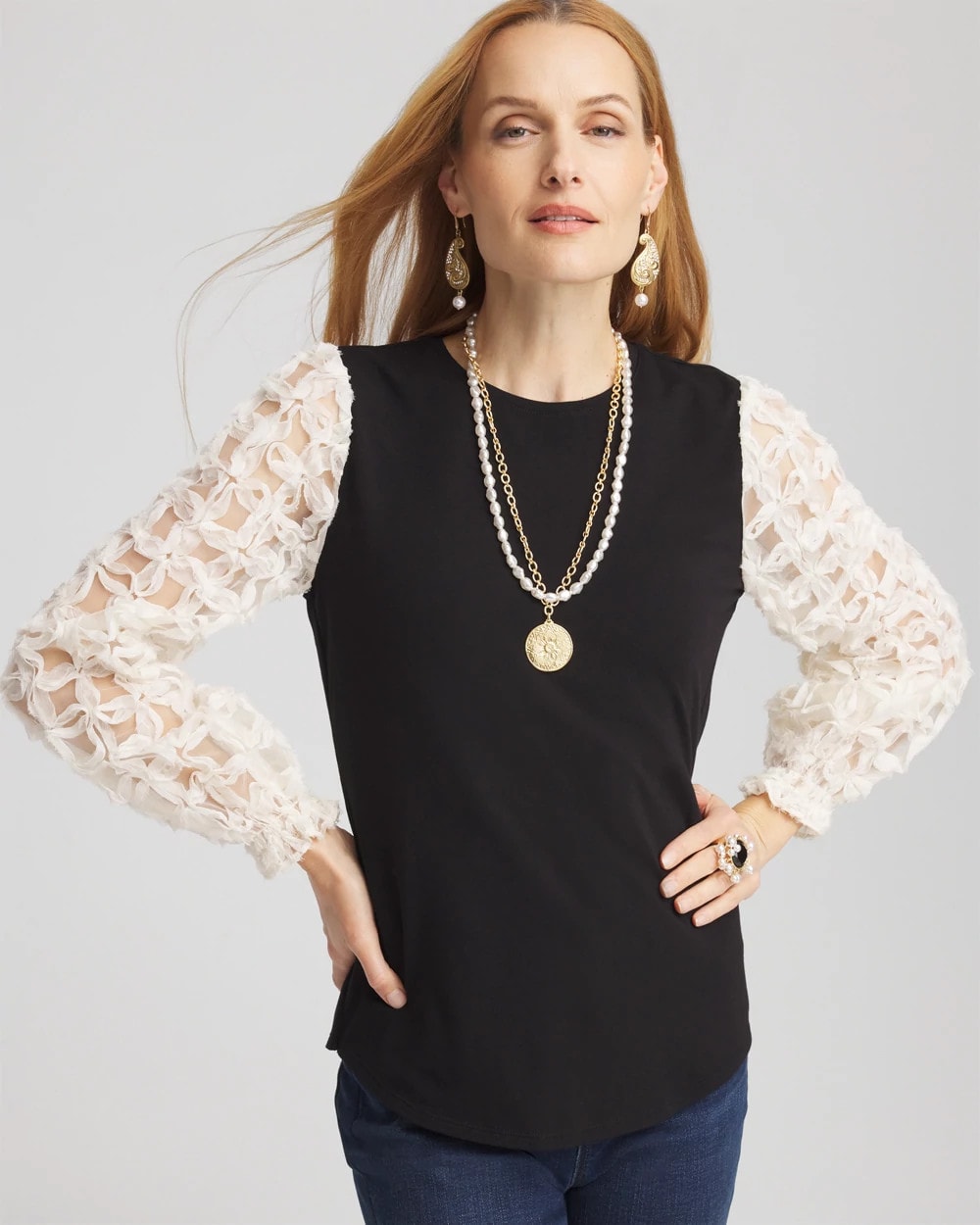 Applique Mesh Sleeve Top | Chico's