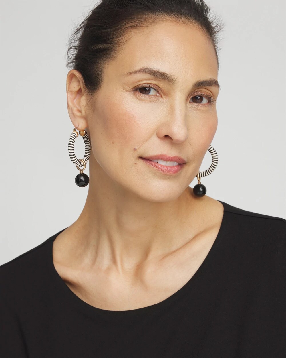 No Droop™ Convertible Black & White Hoops | Chico's