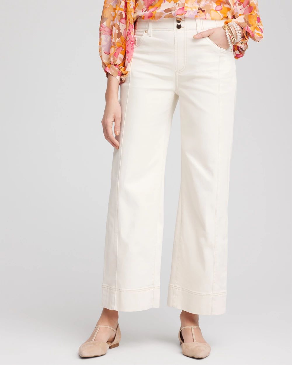 Pull-On Wide-Leg Cropped Jeans | Chico's