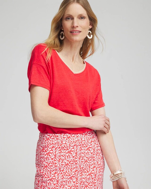 Sweater Trim Linen Tee | Chico's