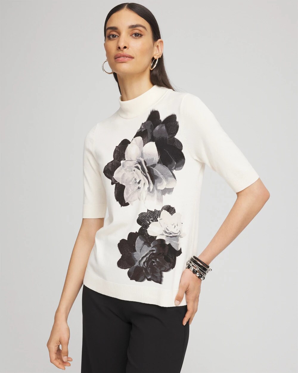 Garden Print Elbow Sleeve Pullover Sweater | Chico's