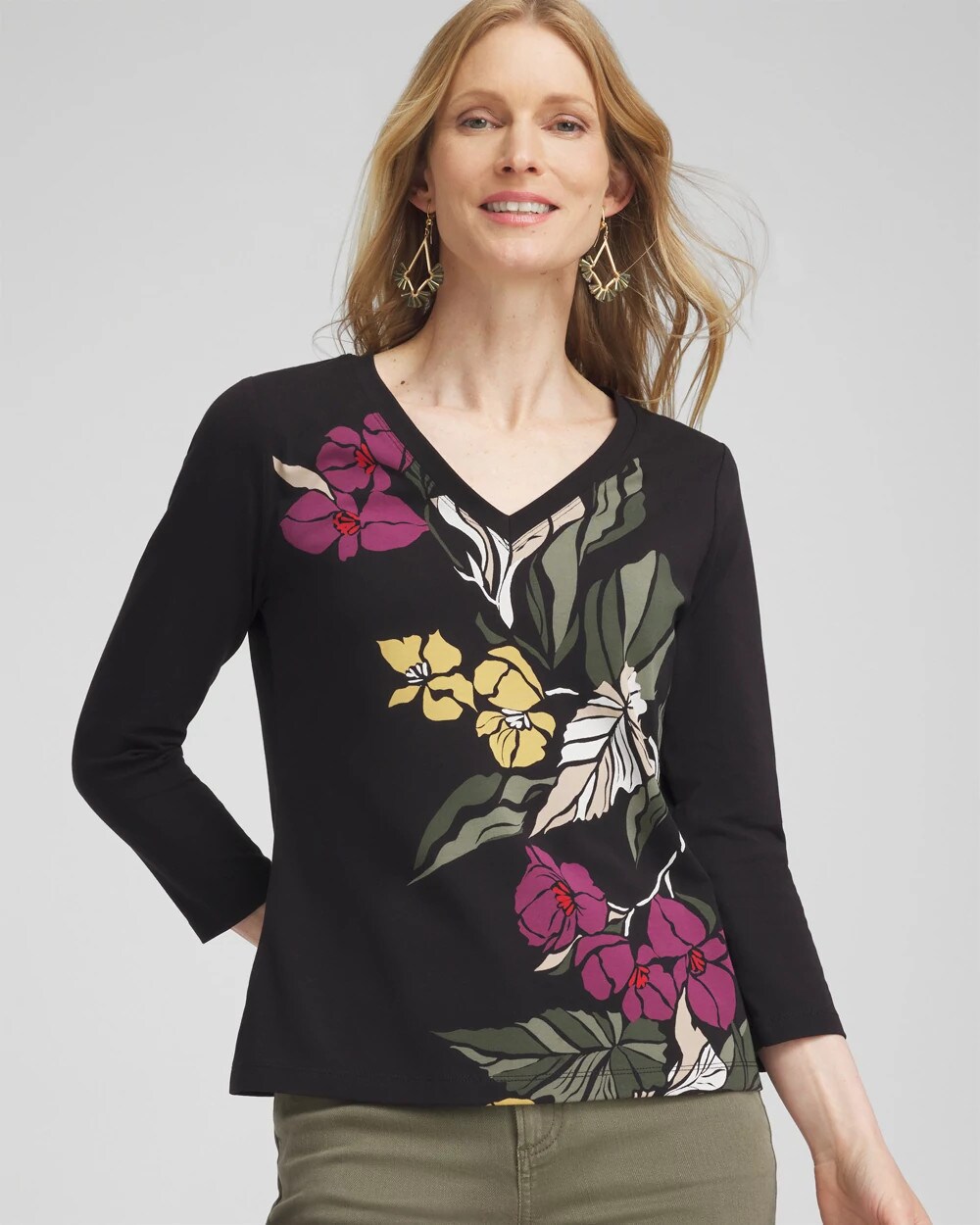 Blooms Print 3/4 Sleeve Perfect Tee | Chico's