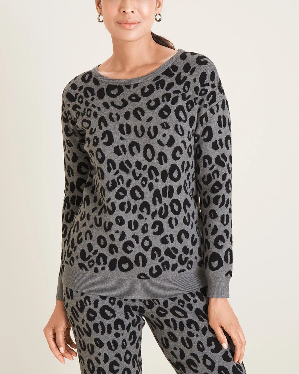 Zenergy Cotton-Cashmere Jacquard Animal-Print Top | Chico's